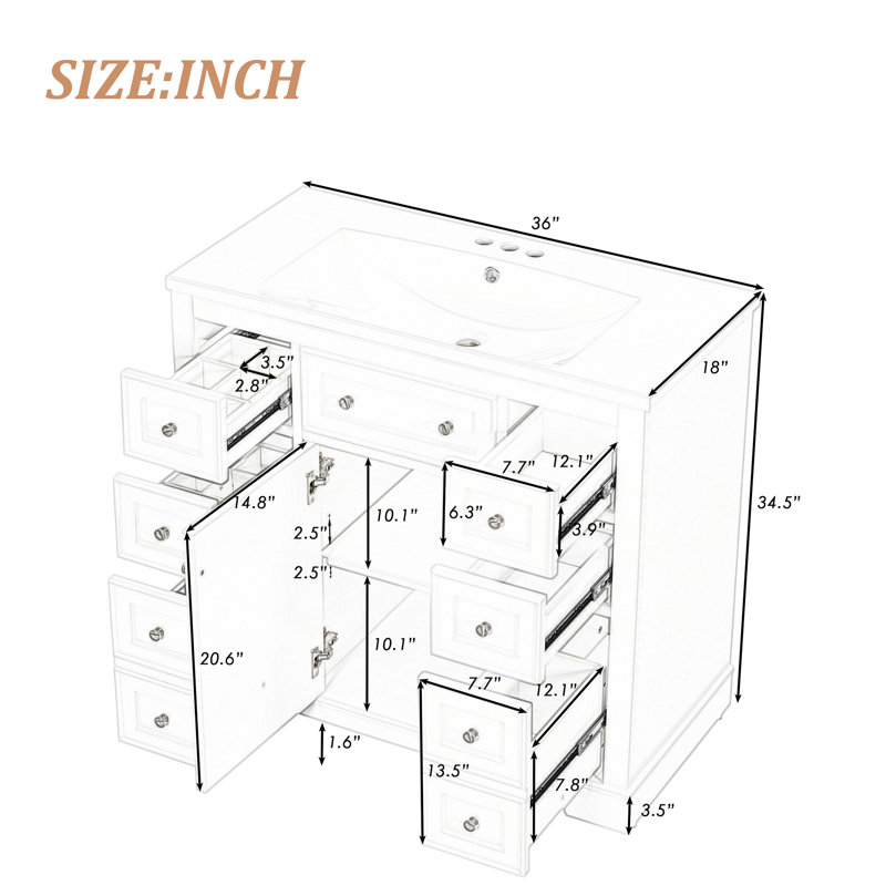 Winston Porter Kember 36 Free Standing Single Bathroom Vanity With